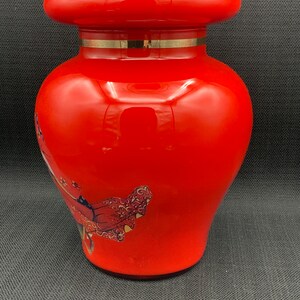 Red Ginger Jar With Lid, Chinese Ceramic Jar, Home Decor Accent ...