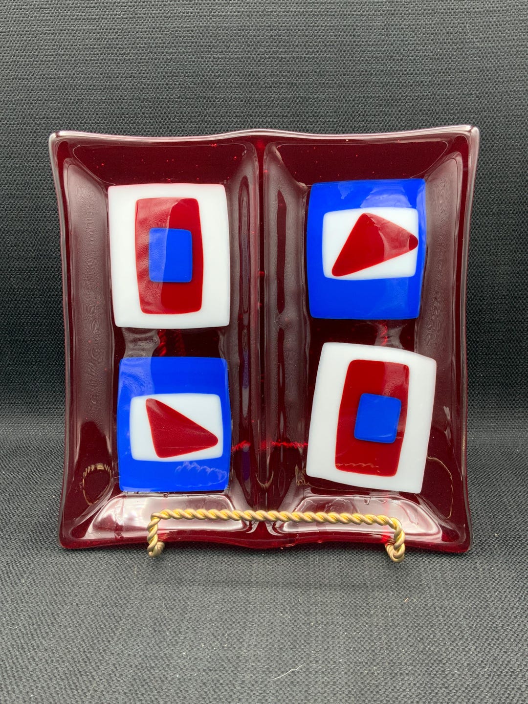 Fused Glass Plate Squares, Modern Glass Plate, Square Dish, Table Decor ...