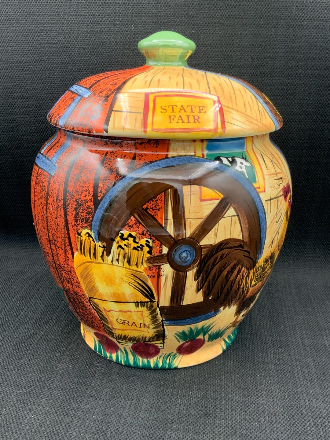 Vintage Sunflower Rooster Ceramic Cookie Jar, State Fair Kitchen Decor ...