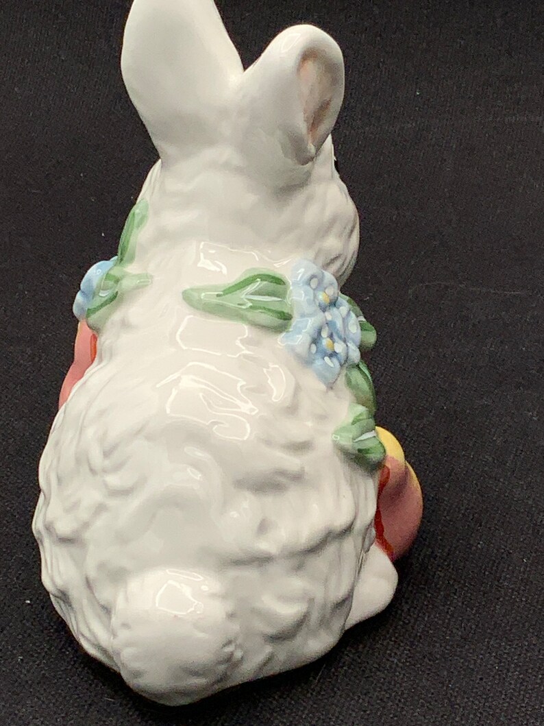 Vintage Ceramic Bunny Rabbit Figurine, Floral Fruit Decoration, 1998 ...