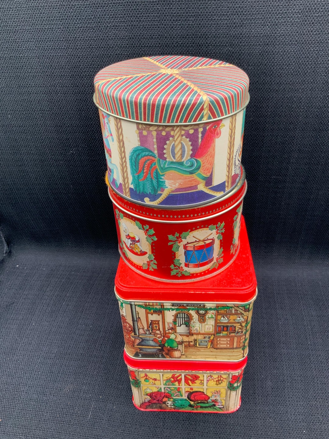 Vintage Christmas Tins , Holiday Tin Containers, Retro Decorative Tins ...
