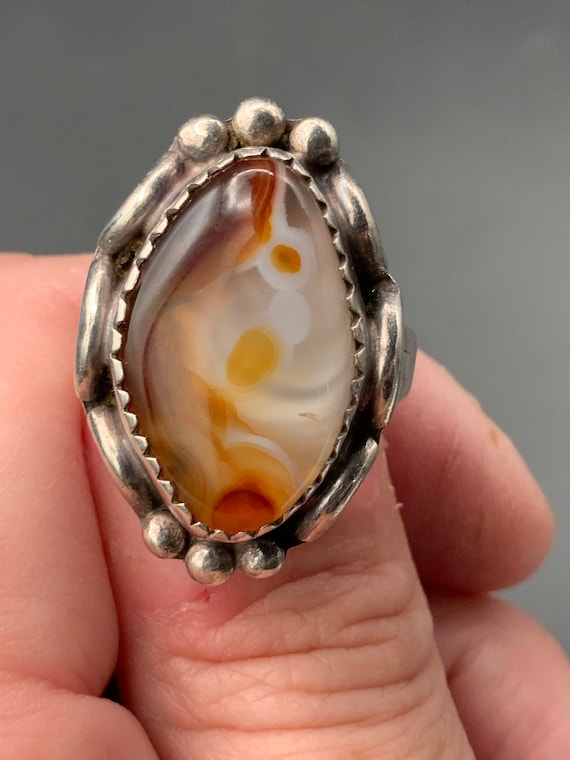 Handmade Vintage Silver Agate Ring, Unique Statement … - Gem