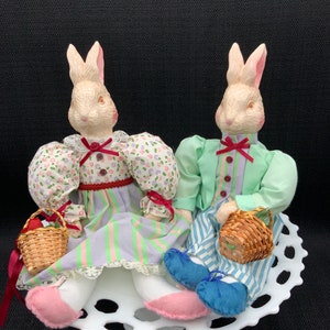 Avon Rabbit Doll Set, Vintage Ceramic, Faux Crazing Design, Spring ...