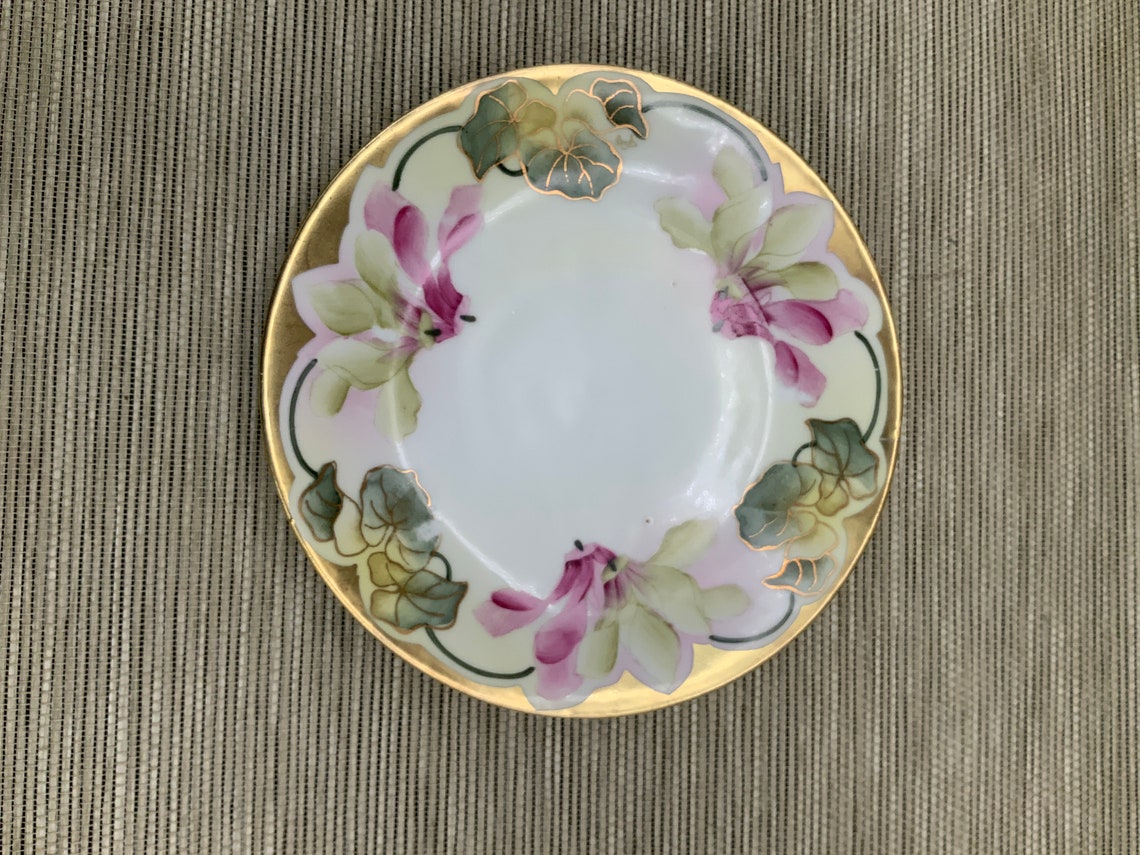 Royal Rudolstadt Prussia Plate, Pink and White Flower, Hand Painted 8 1 ...