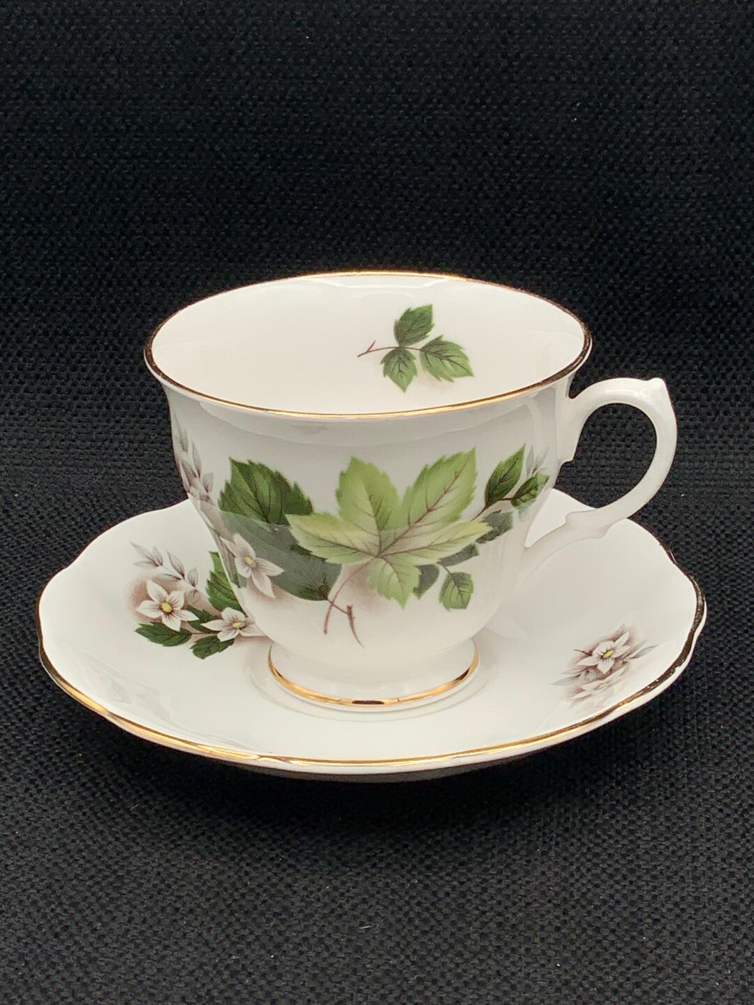 Imperial Ivy Green Floral Teacup and Saucer, Vintage Tea Set, Green ...