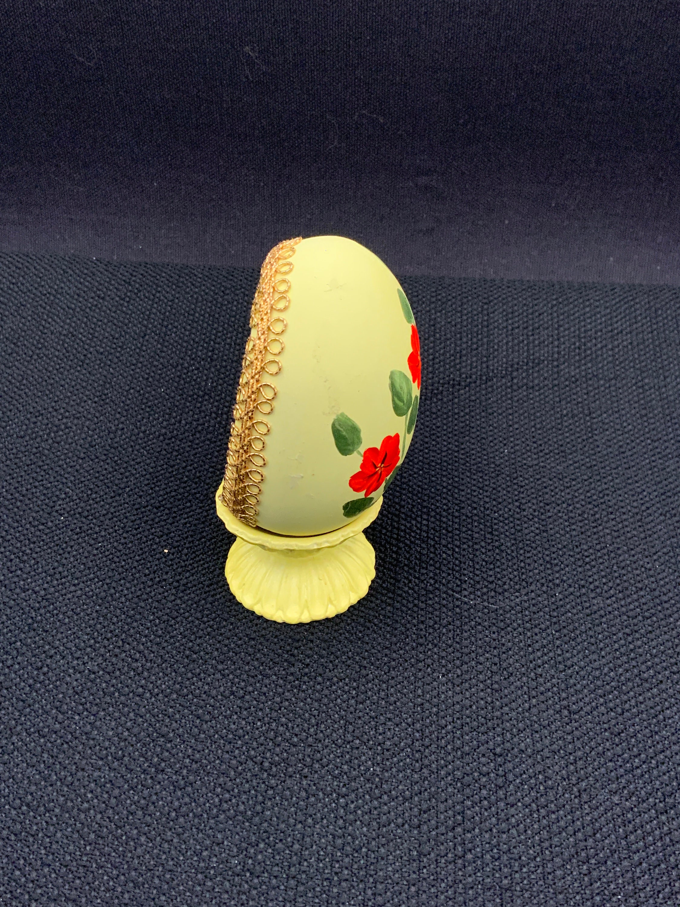 Hand Painted Yellow Easter Egg With Roses, Floral Spring Decor, Easter ...