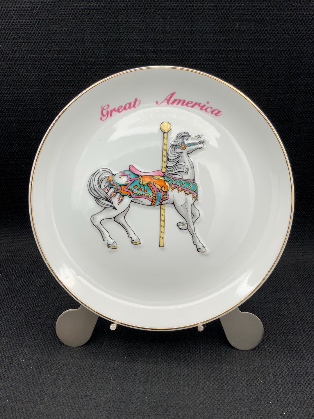 Vintage Carousal Great America Plate, Retro Collectible Dish, Amusement ...