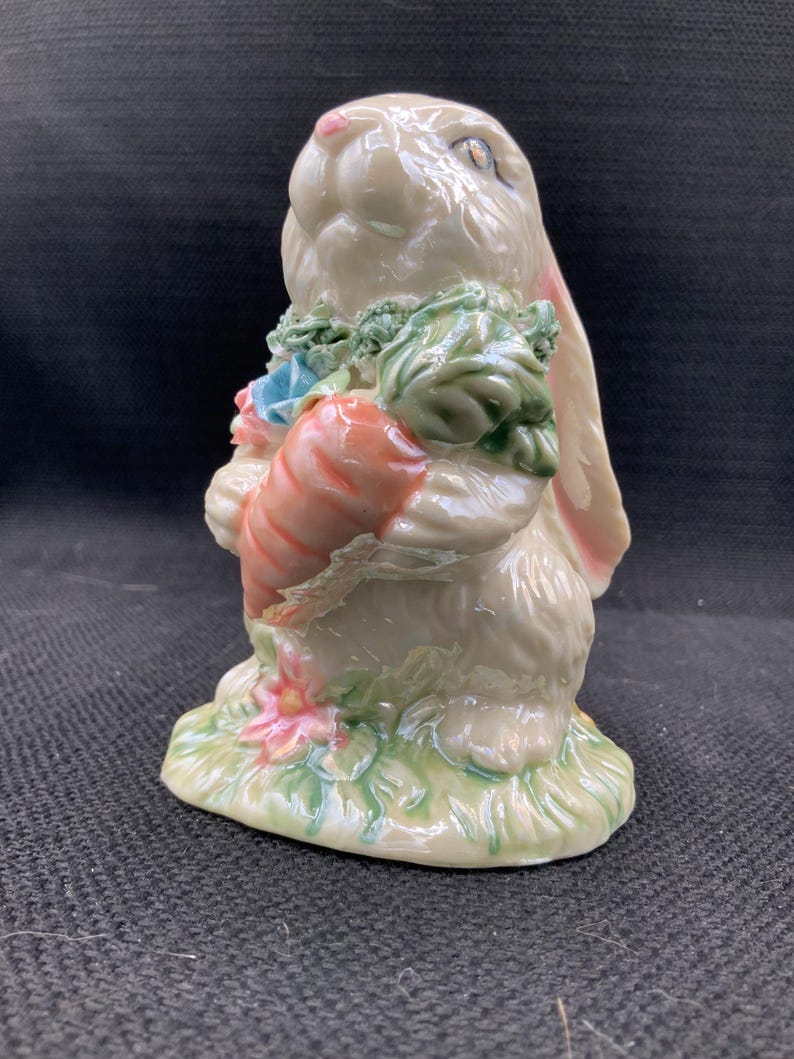 Iridescent Bunny, Cottagecore Easter, Ceramic Rabbit, Lusterware Glaze ...