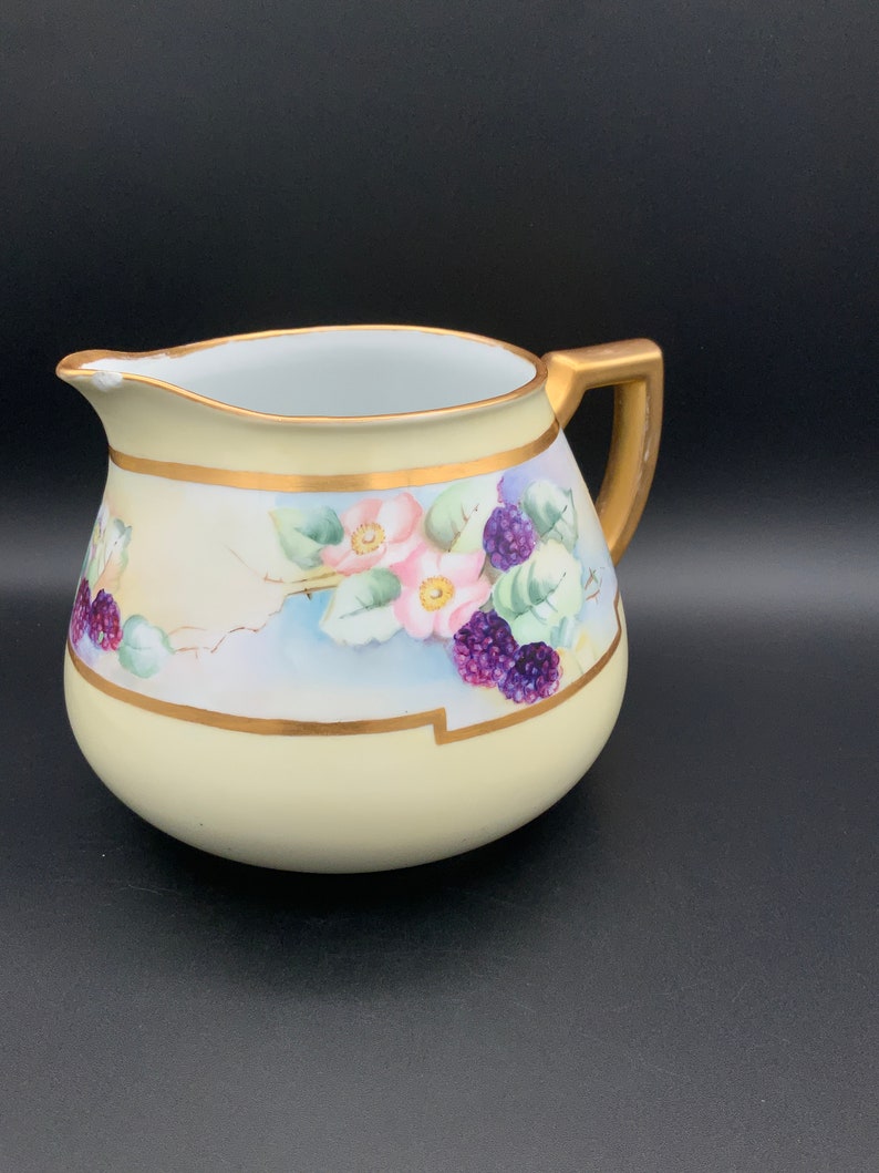 Antique Bavaria Floral Pitcher With Gold Trim Hand Painted - Etsy