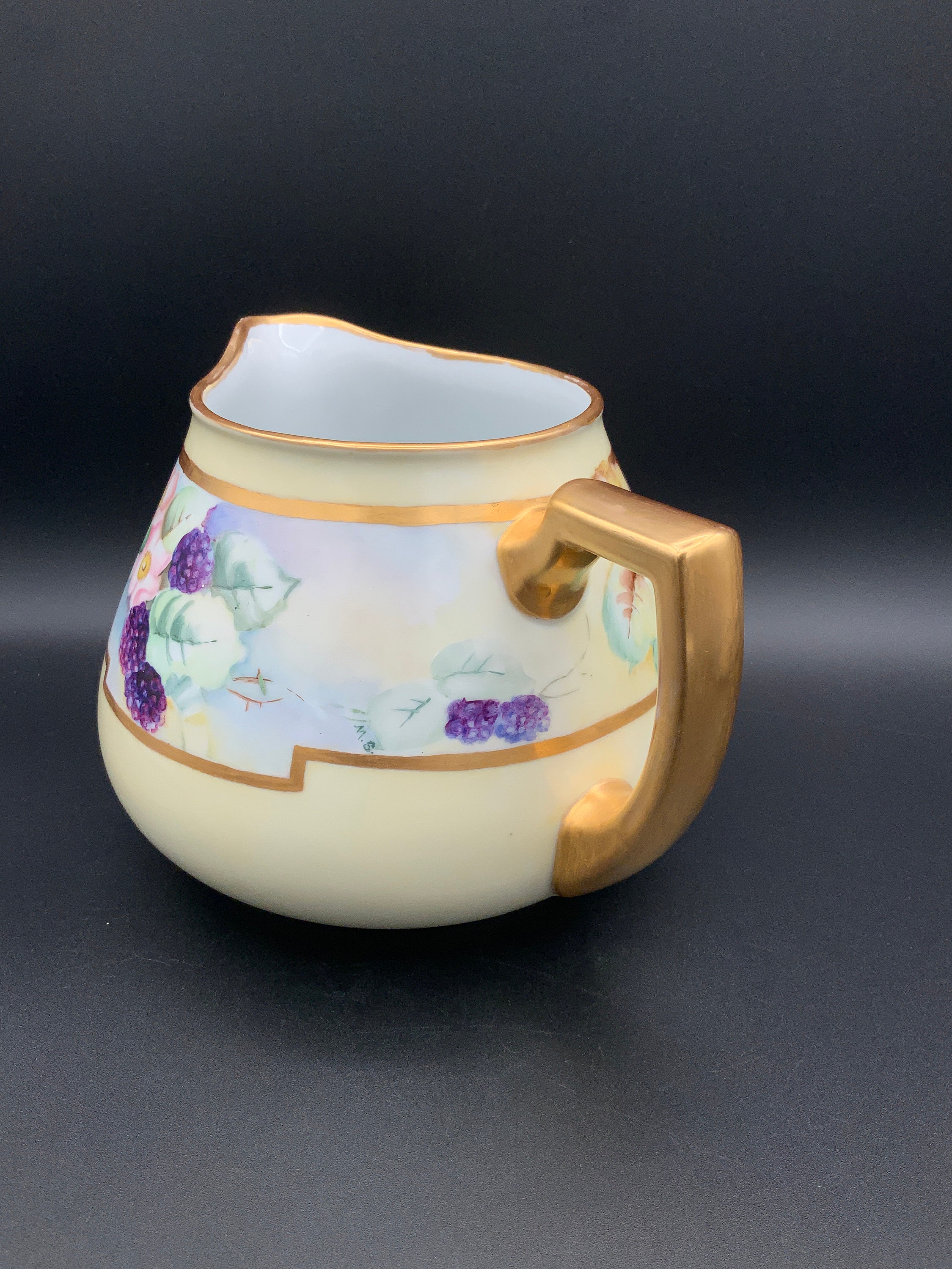 Antique Bavaria Floral Pitcher With Gold Trim, Hand Painted Porcelain ...