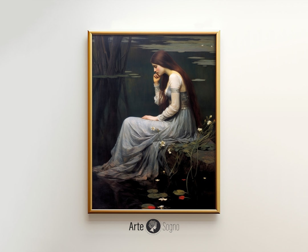 Victorian Woman Lake Vintage Painting Thinking Woman Art - Etsy