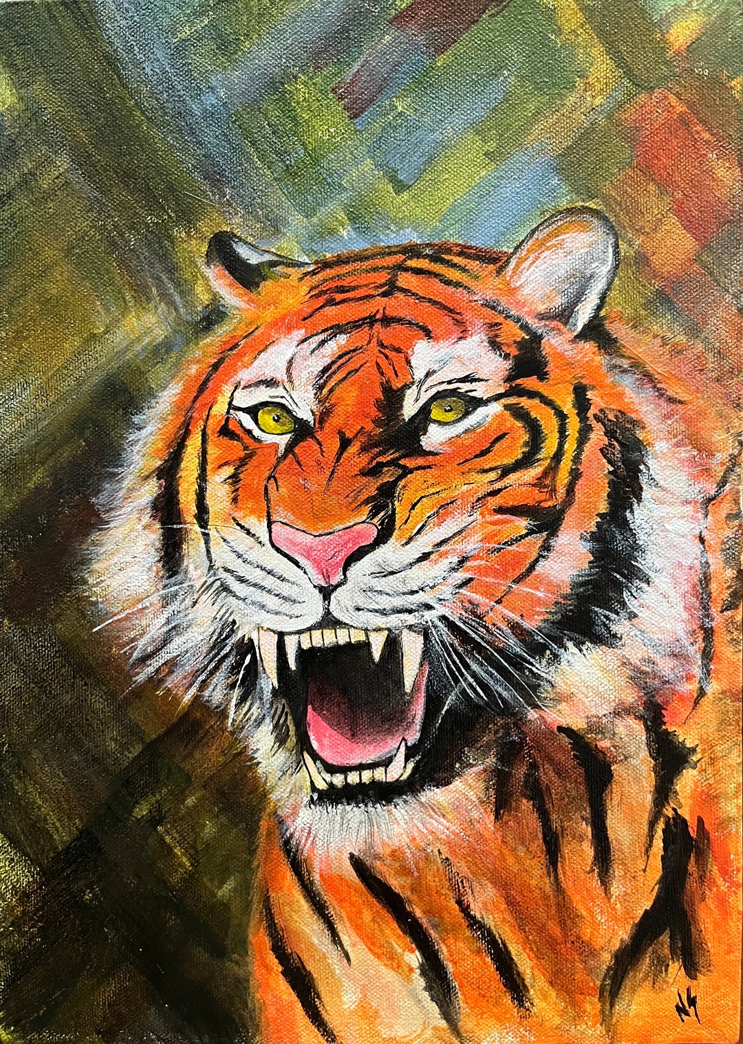 Tiger Gallery Art Acrylic Painting Lake Acrylic Color - Etsy