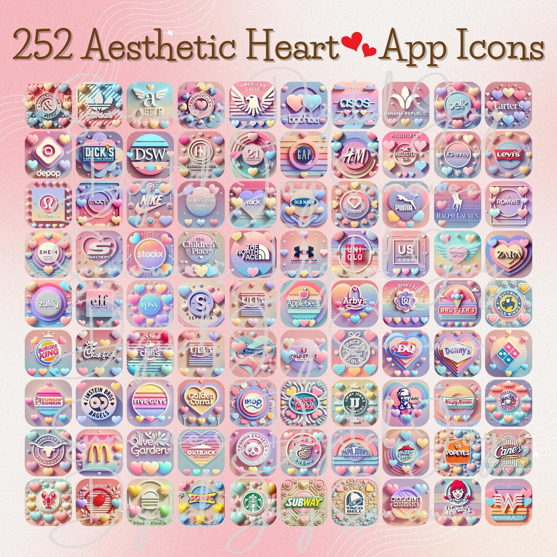 Lovely Heart App Icons, Adorable Heart-themed App Icons for iPhone ...