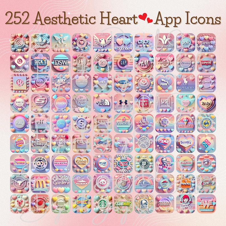 Lovely Heart App Icons, Adorable Heart-themed App Icons for iPhone ...