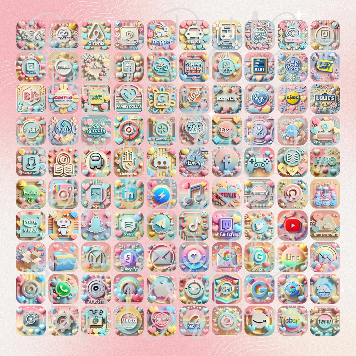 Lovely Heart App Icons, Adorable Heart-themed App Icons for iPhone ...