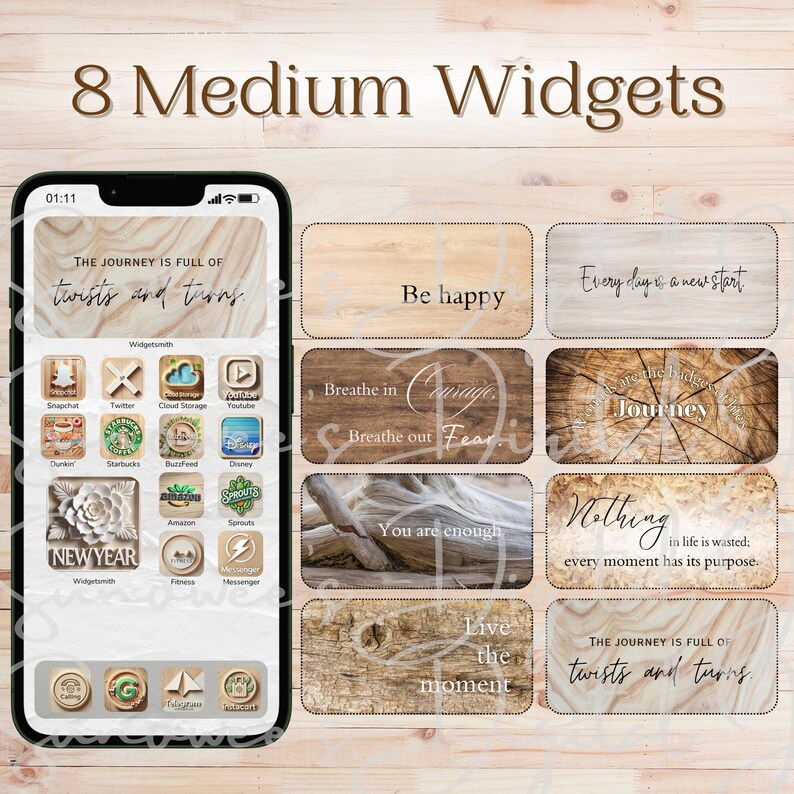 Natural Wood App Icons for iPhone and Android, Aesthetic Nature Theme ...