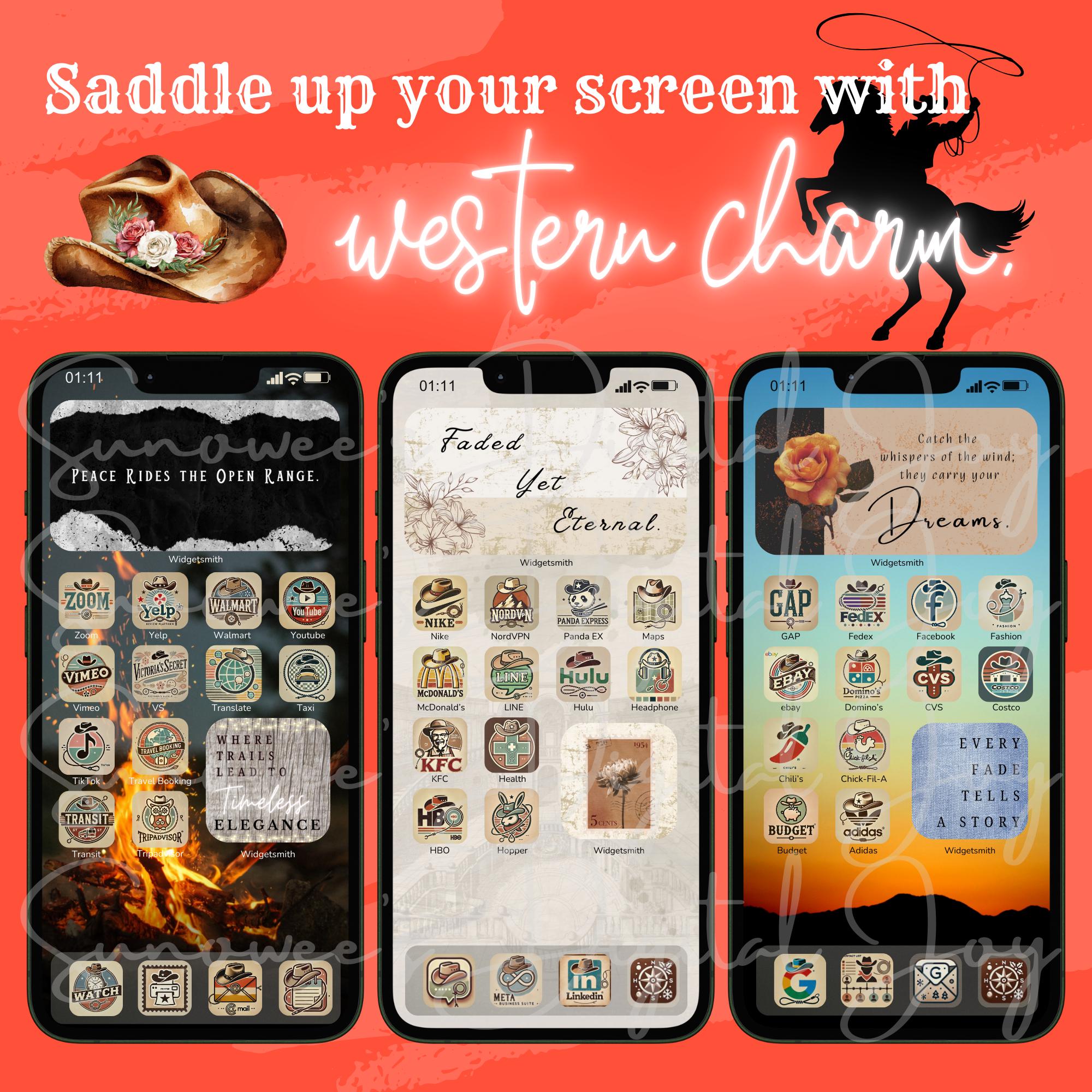 Western App Icons: Cowboy Hat Theme, Widgets & Wallpapers (digital ...