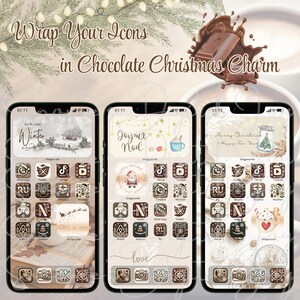 Christmas-themed Chocolate Color App Icons, Winter Aesthetic App Icons ...