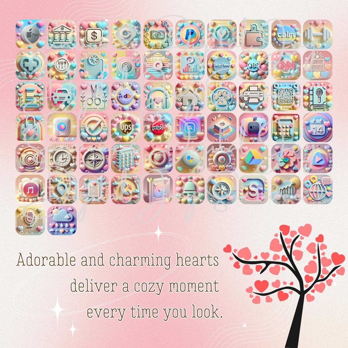 Lovely Heart App Icons, Adorable Heart-themed App Icons for iPhone ...