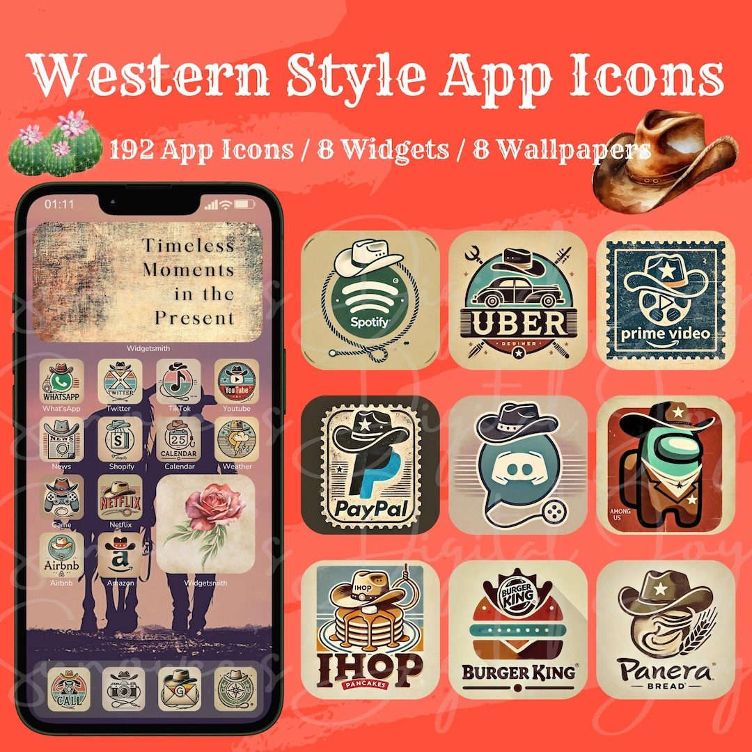 Western App Icons: Cowboy Hat Theme, Widgets & Wallpapers (digital ...
