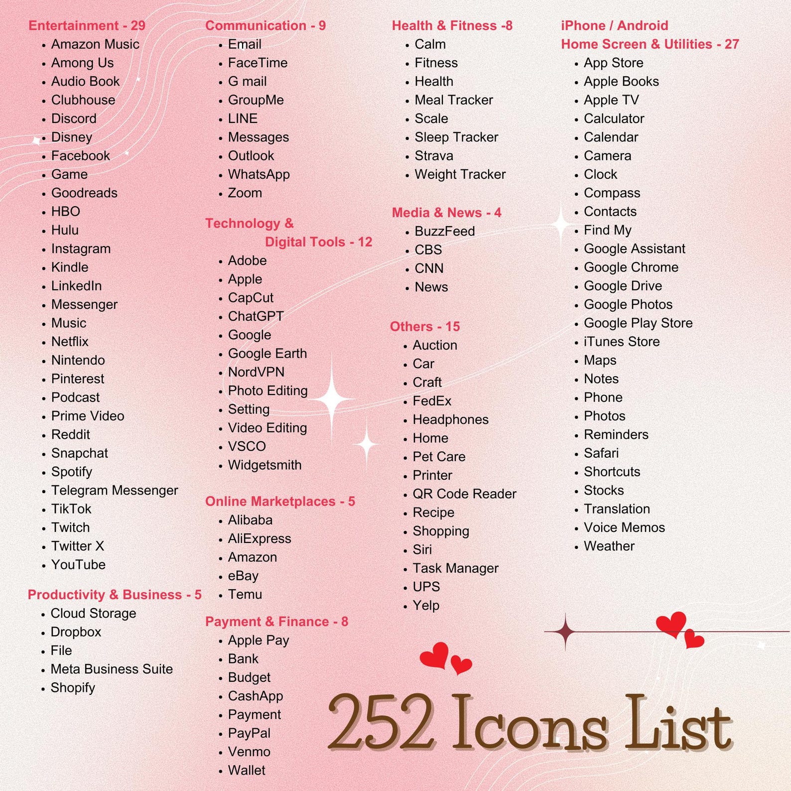Lovely Heart App Icons, Adorable Heart-themed App Icons for iPhone ...