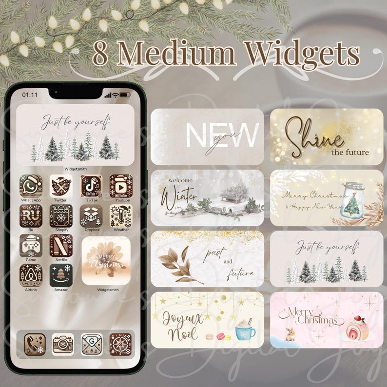 Christmas-themed Chocolate Color App Icons, Winter Aesthetic App Icons ...