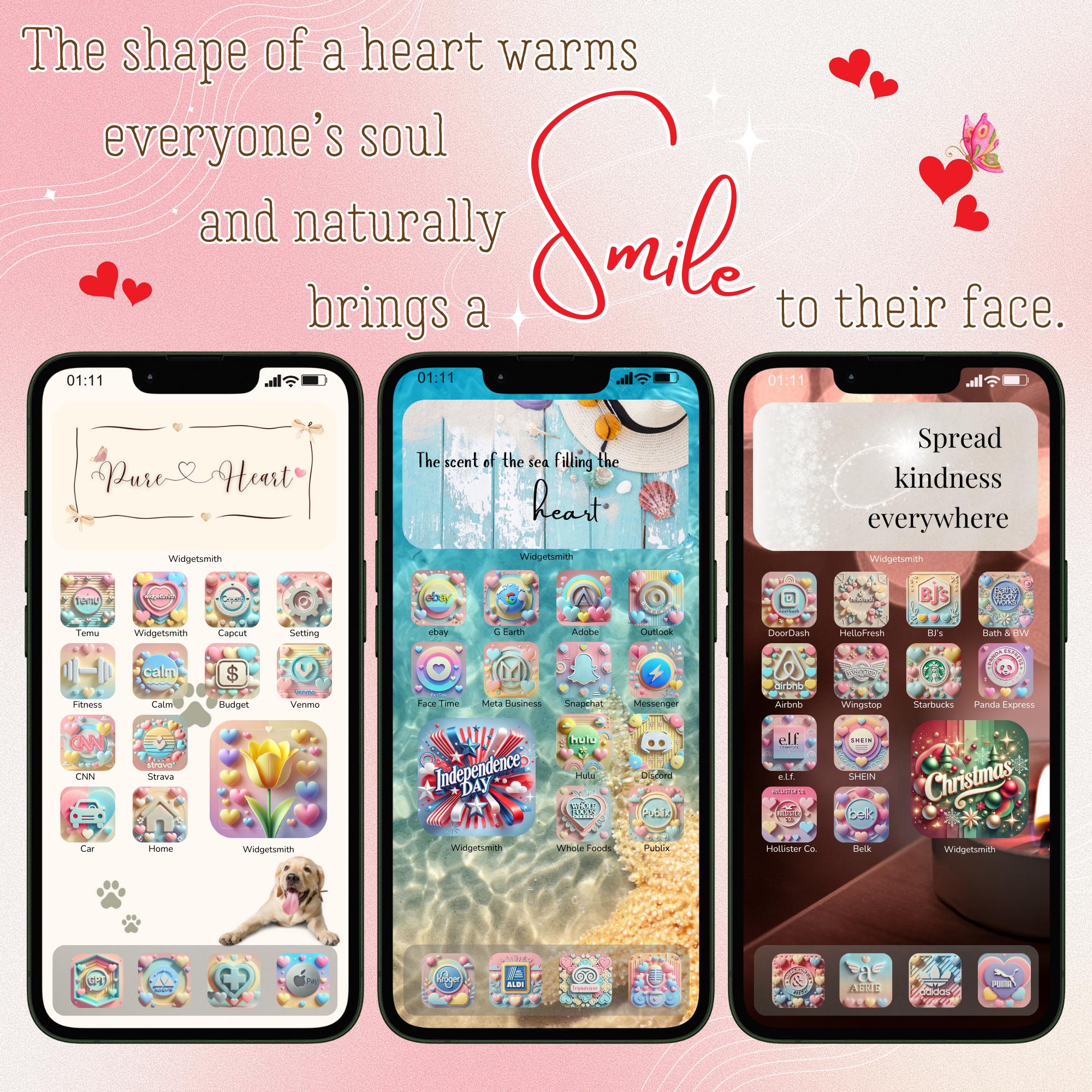 Lovely Heart App Icons, Adorable Heart-themed App Icons for iPhone ...