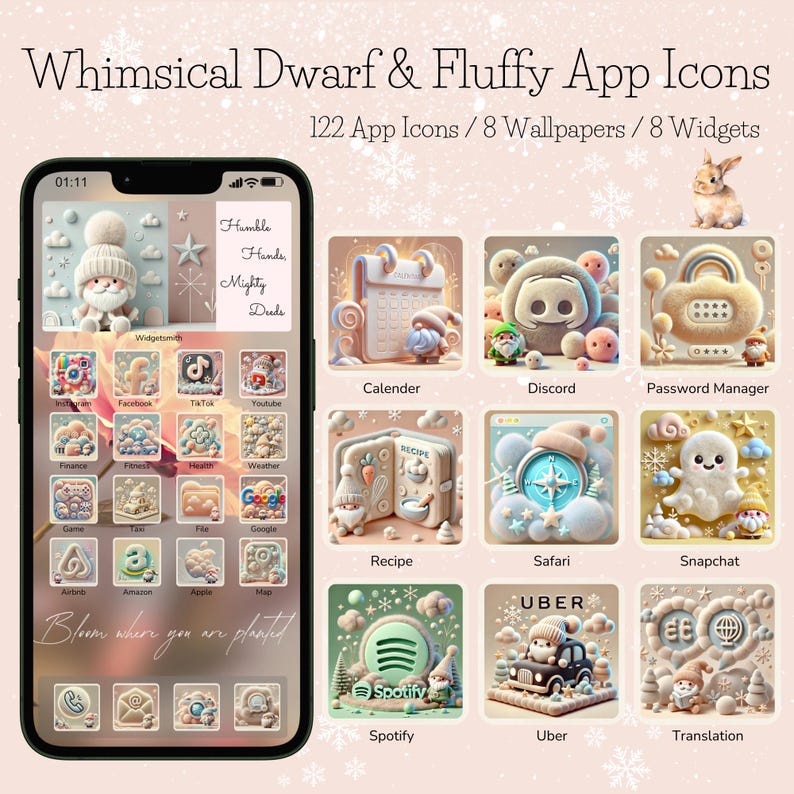 Cozy App Icons With Dwarf, Winter Aesthetic App Icons, Ios Icons, Cozy ...