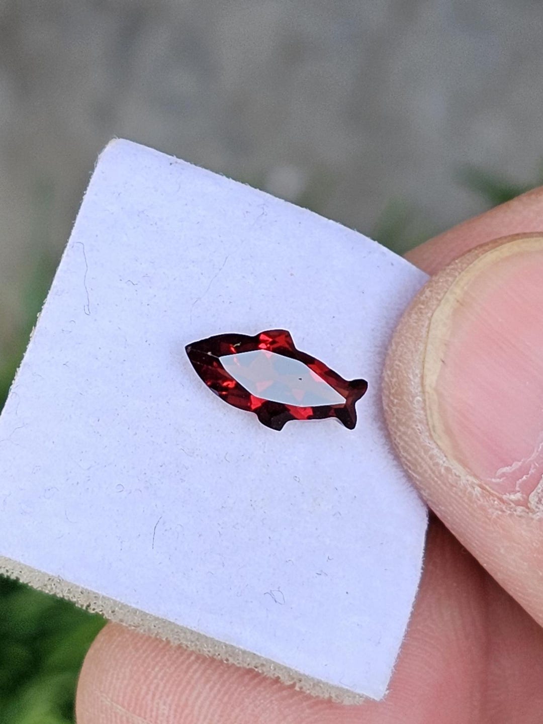 Natural Mozambique Garnet Handmade Fish Cut Gemstone: 1.38 Carat, Eye ...