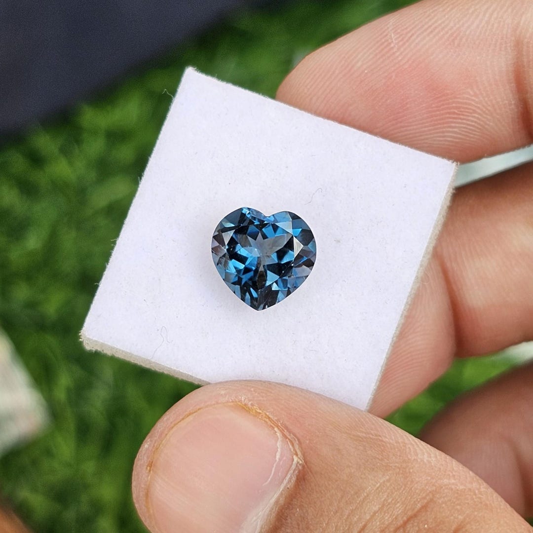 Natural London Blue Topaz Heart Cut Gemstone, 3 Carat, Symbol of Love ...
