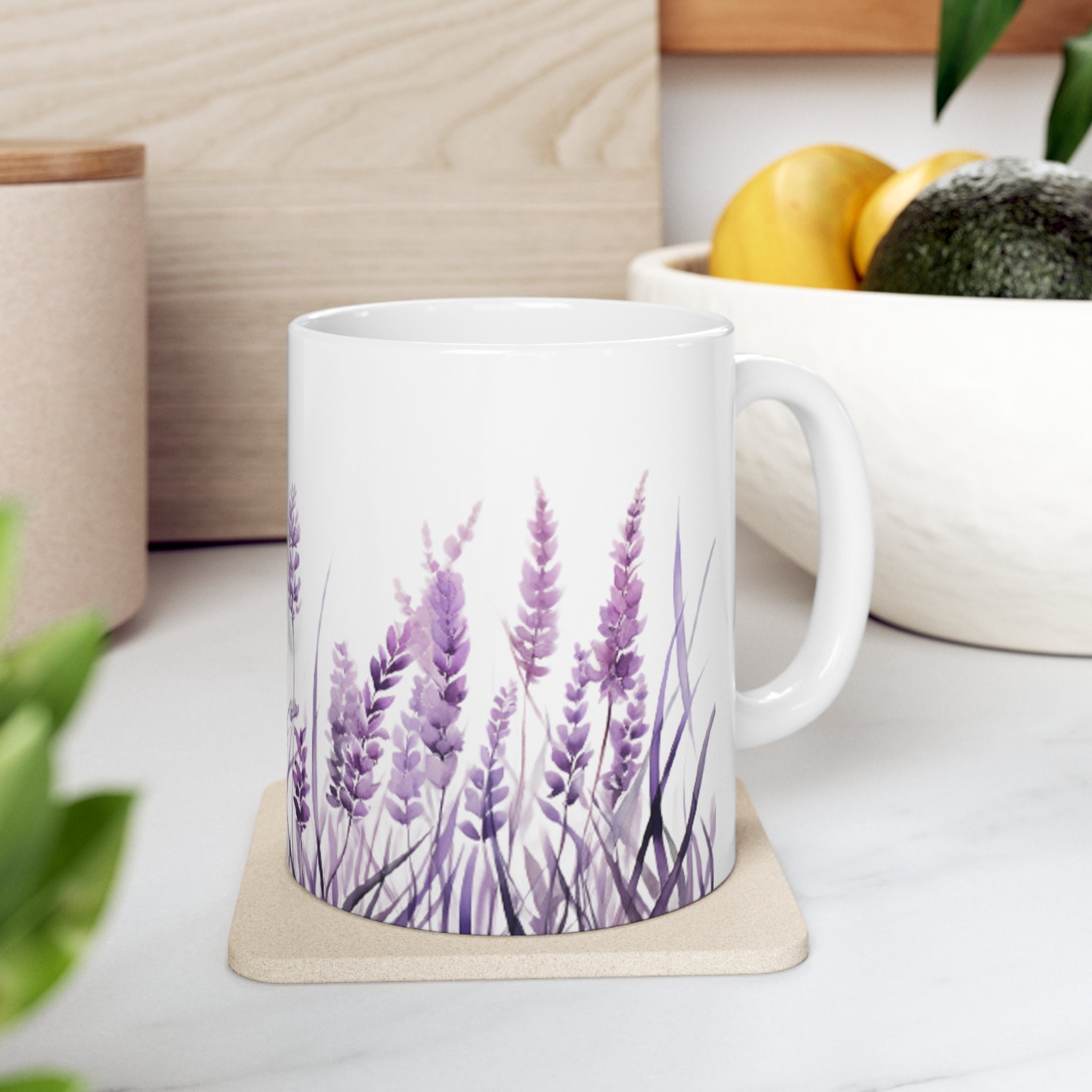 Lavender Coffee Mug, Lilac Floral Mug, Pressed Flower Mug, Cute ...