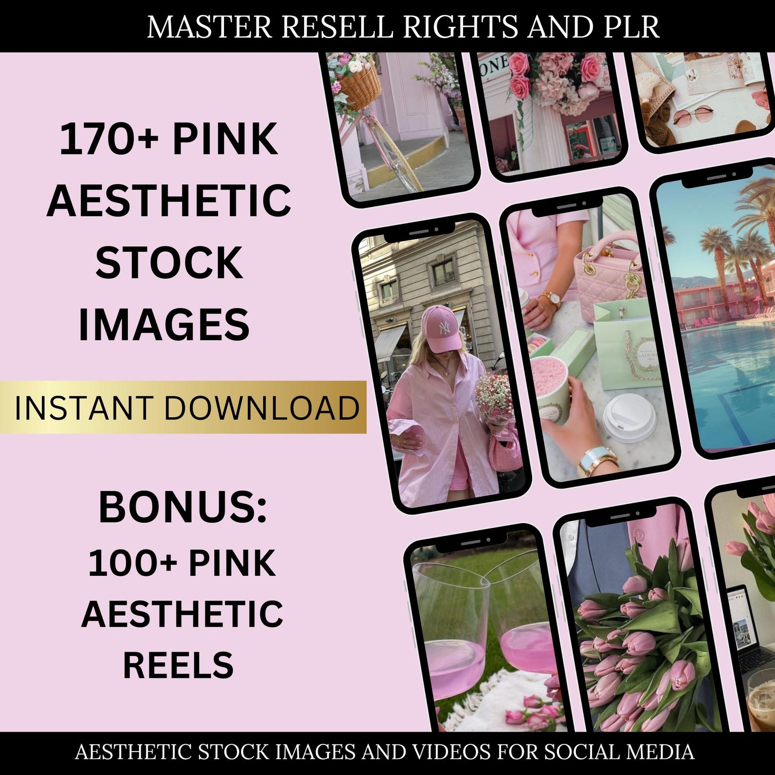 Pink Aesthetic Faceless Stock Images - 170+ DFY Content for Social ...