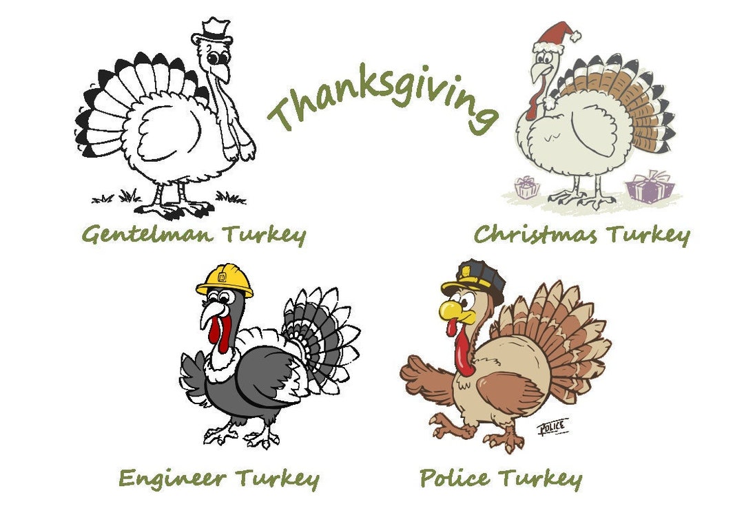 Turkey Bundle. Thanksgiving Turkey With Hats. Layered Svg for Sticker ...