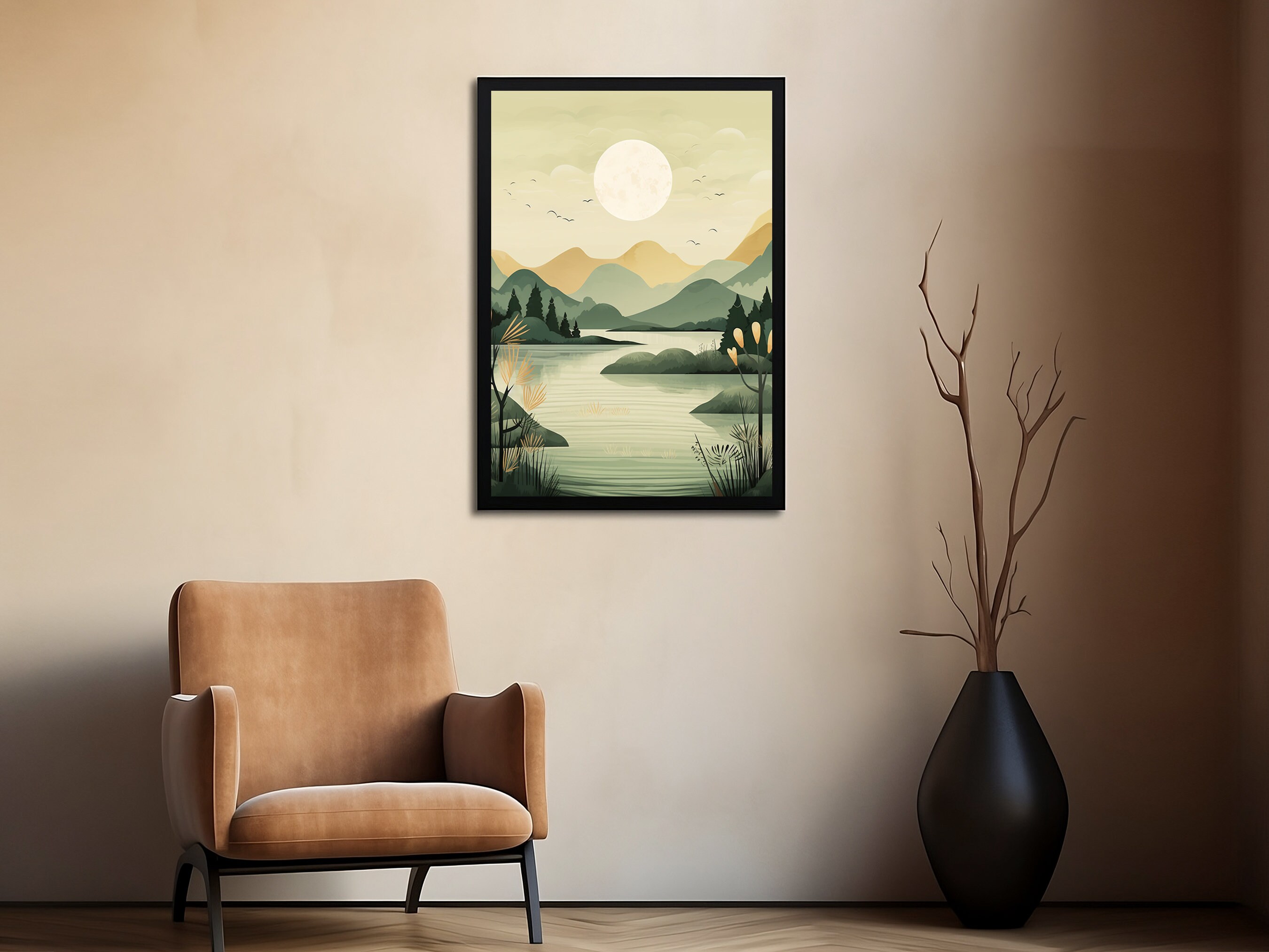 Sage Green Landscape Poster I Boho Minimal Poster Print I Art Prints ...
