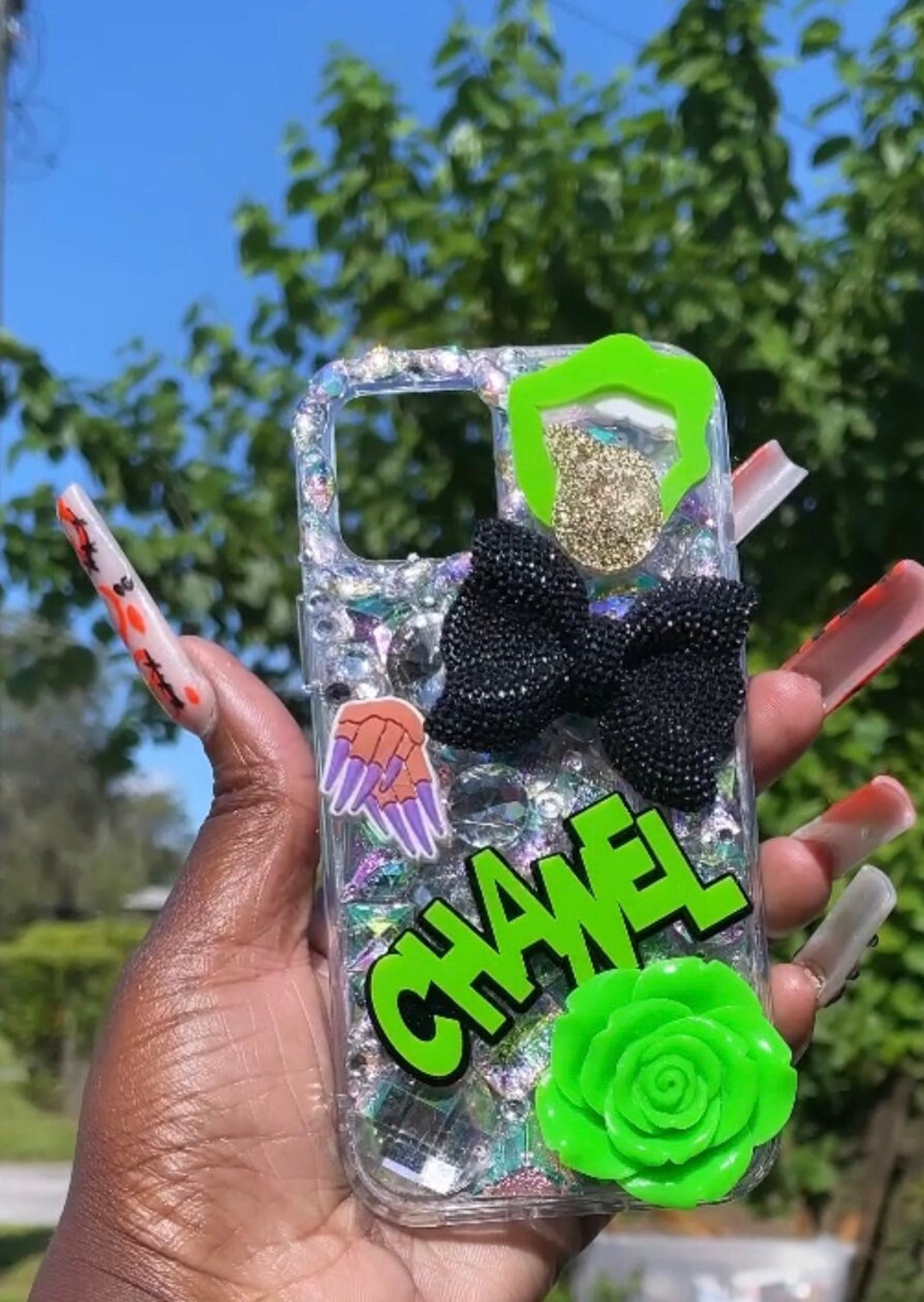Green 3D Junk Bling Case - Etsy
