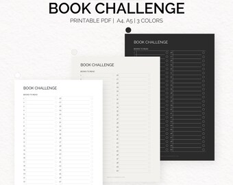 Book Reading Challenge Printable Template, Book Reading Tracker, Books ...