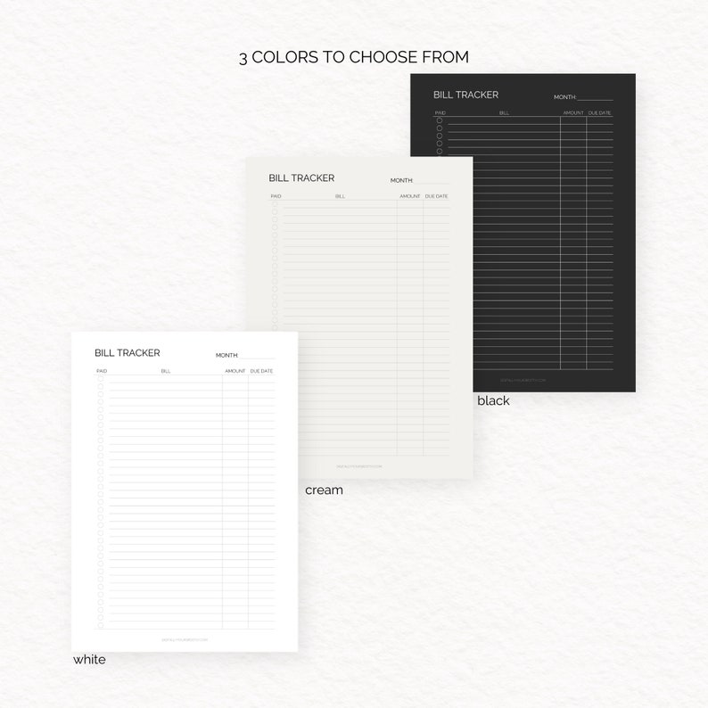 Monthly Bill Tracker Printable Monthly Bill Log Bill Payment - Etsy