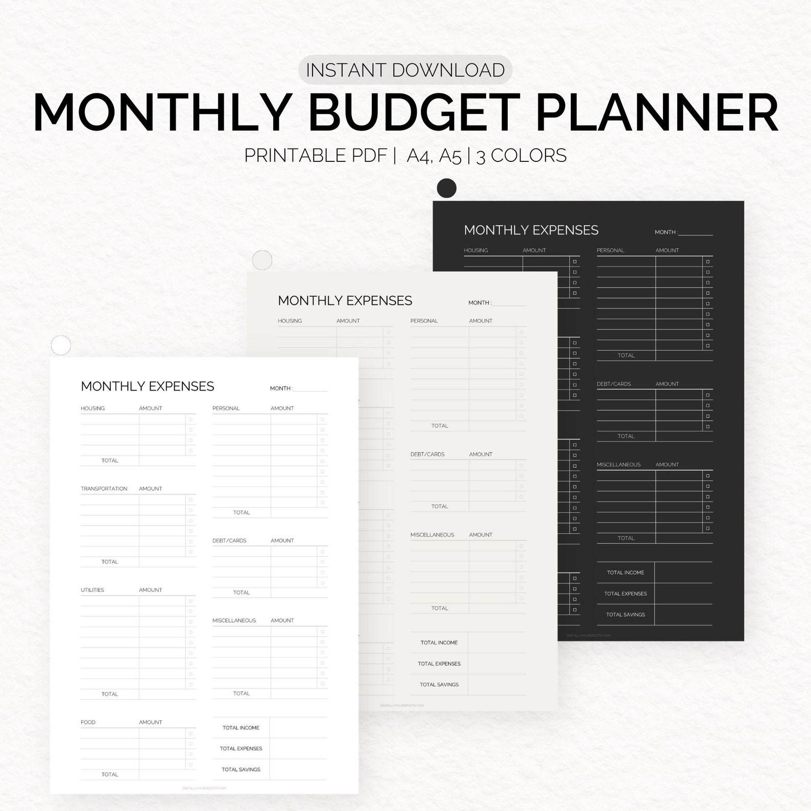 Monthly Budget Planner Printable Budget Overview Template - Etsy