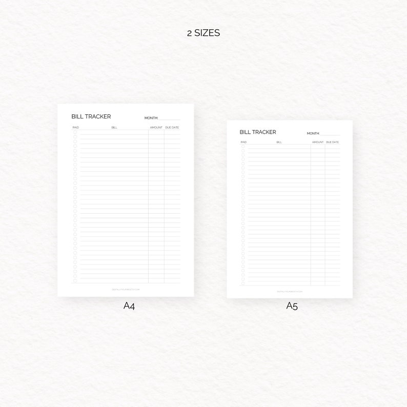 Monthly Bill Tracker Printable Monthly Bill Log Bill Payment - Etsy