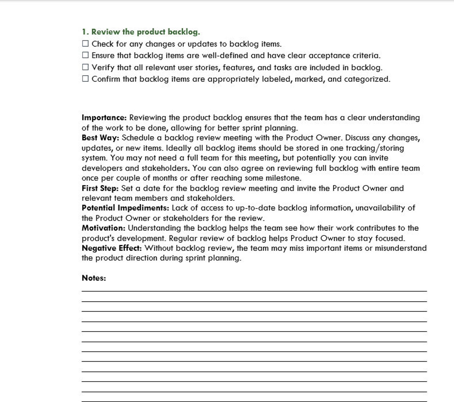 Sprint Planning Checklist - Guide for a Scrum Master - Etsy UK