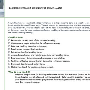 Backlog Refinement Checklist - Guide for a Scrum Master - Etsy