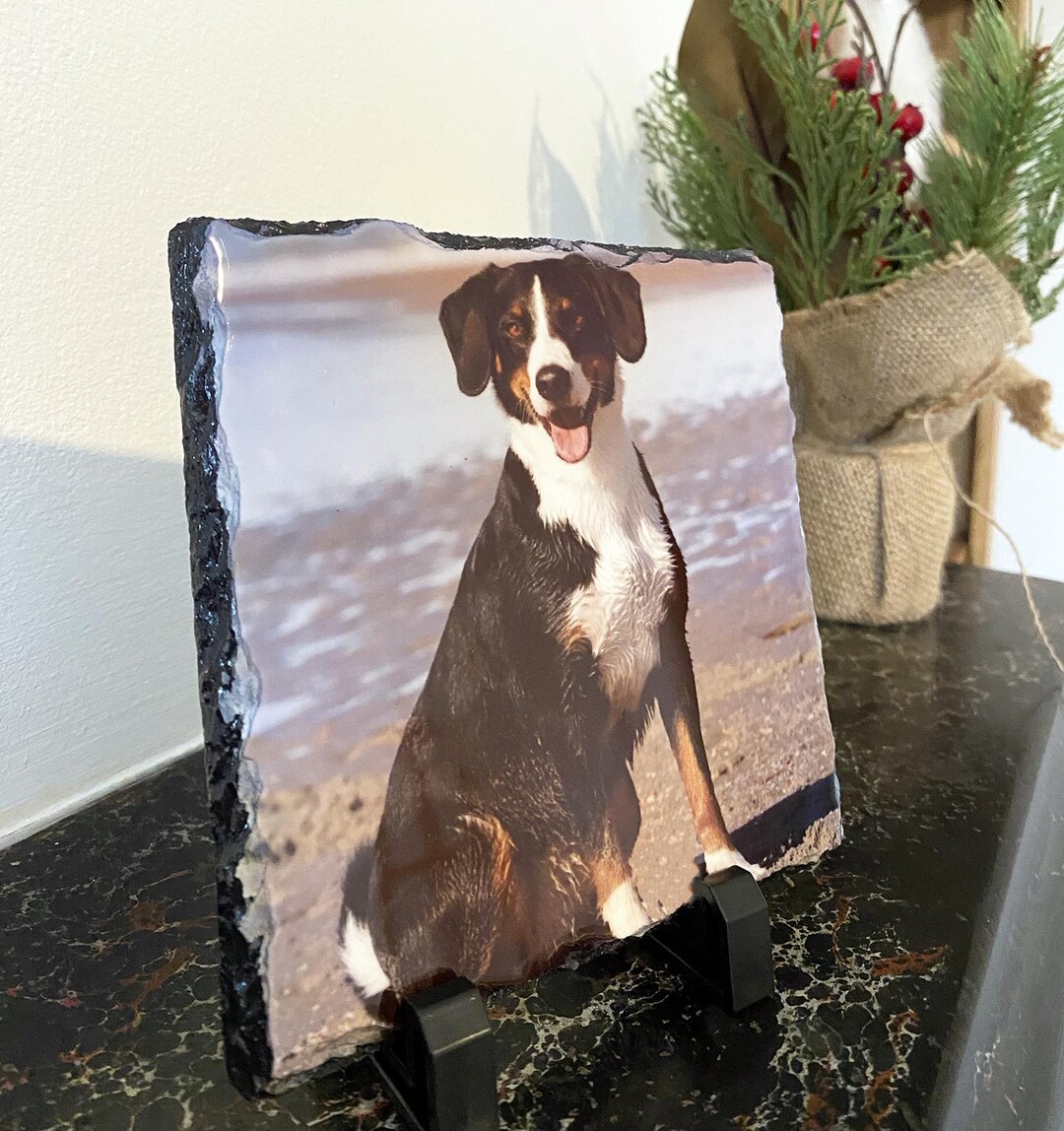 Personalised Square Photo Slate – Custom Rock Slate With Stand ...