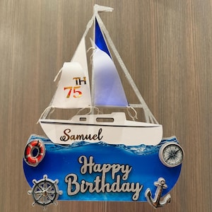Personalized Boat Cake Topper for a Nautical Birthday, Nautical Party ...