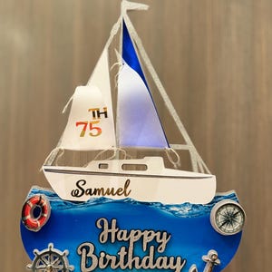 Personalized Boat Cake Topper for a Nautical Birthday, Nautical Party ...