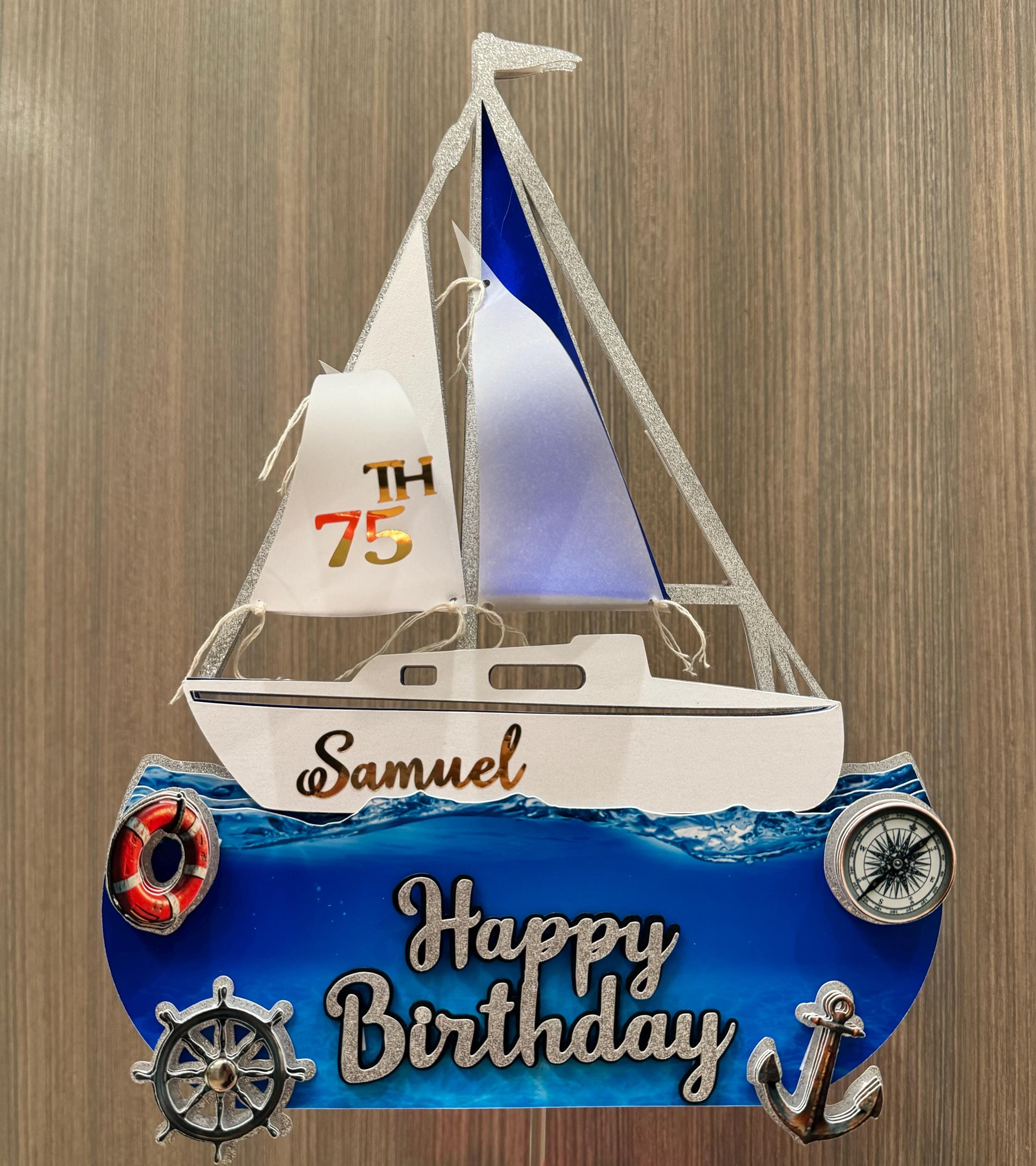 Personalized Boat Cake Topper for a Nautical Birthday, Nautical Party ...