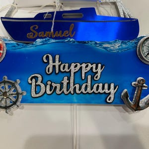 Personalized Boat Cake Topper for a Nautical Birthday, Nautical Party ...