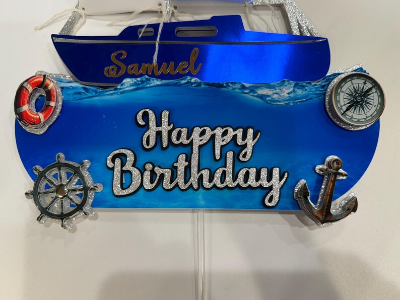Personalized Boat Cake Topper for a Nautical Birthday, Nautical Party ...