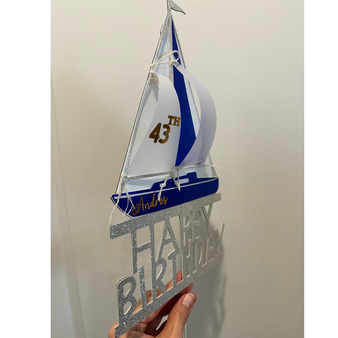 Customizable Sailboat Cake Topper for a Nautical Birthday, Nautical ...