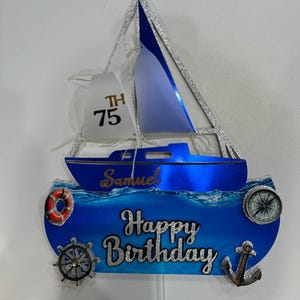 Personalized Boat Cake Topper for a Nautical Birthday, Nautical Party ...