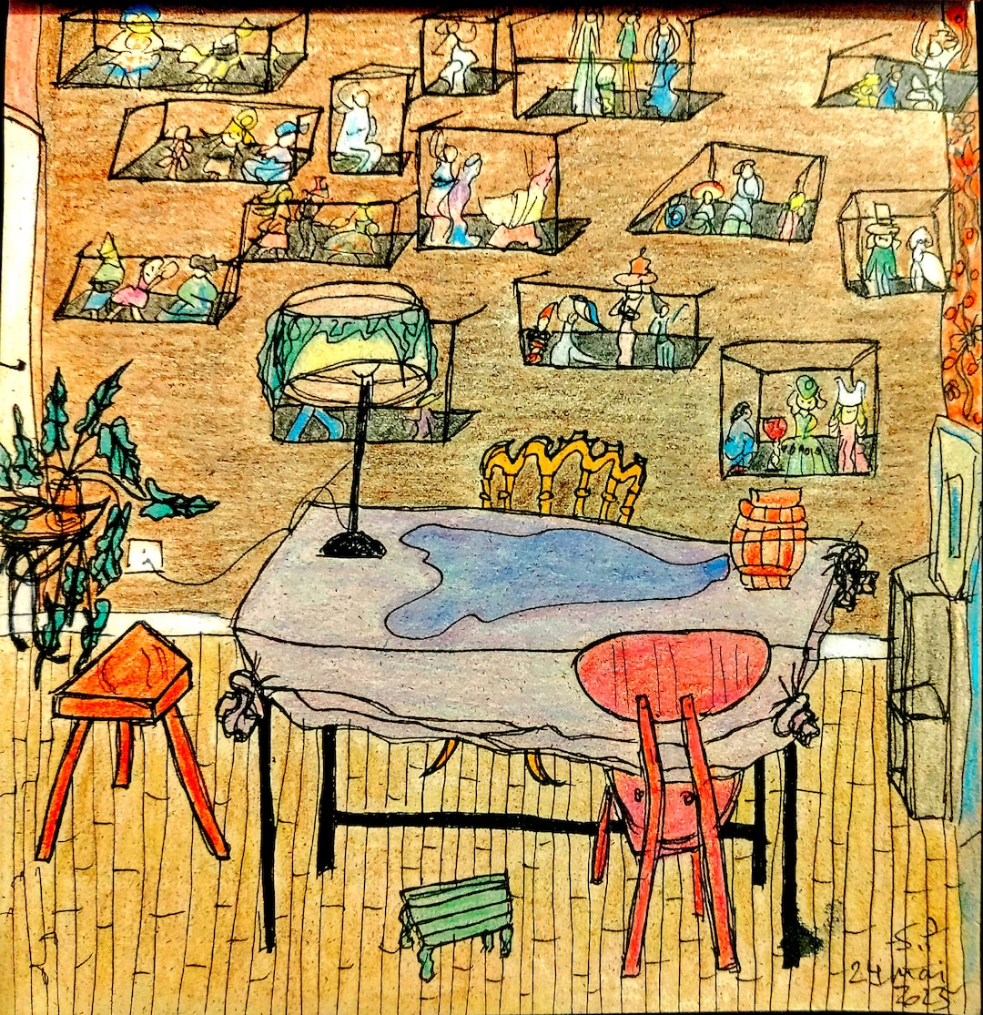 Portrait of a Purple Office. Drawing for Original Decoration. Dancing ...